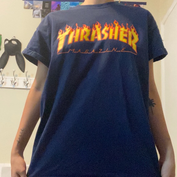 Thrasher | Tops | Thrasher Tee Shirt With Flames Logo | Poshmark